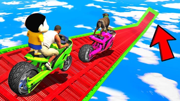 SHINCHAN AND FRANKLIN TRIED RED MEGA RAMP & CRAZY RACE JUMP CHALLENGE ...