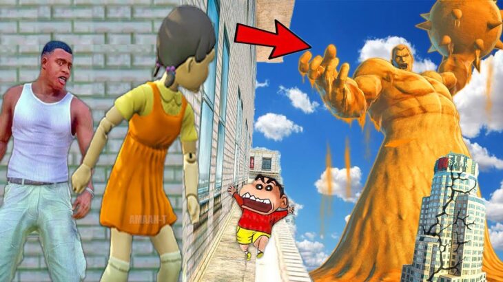 Franklin and Shinchan & Pinchan play HIDE AND KILL with Squid Game Doll ...